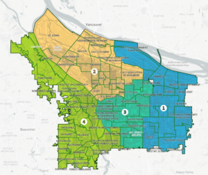 Portland, Oregon 2025 new City Council Districts – Neighborworking